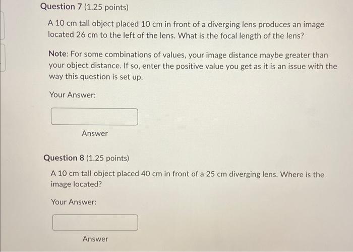 Solved A 10 cm tall object placed 10 cm in front of a | Chegg.com