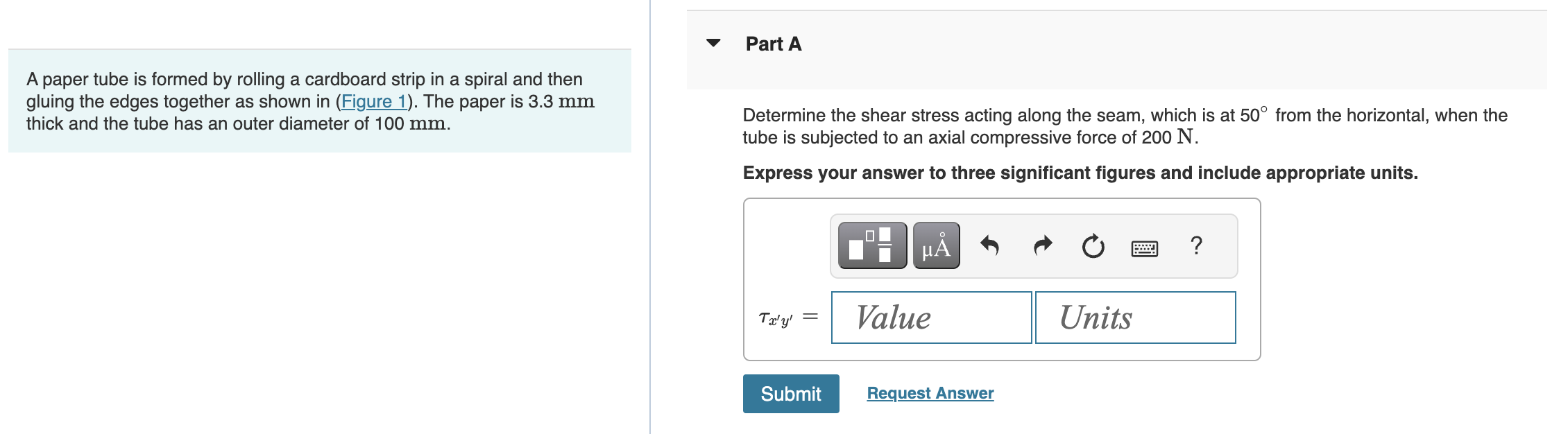 Solved Figure1 ﻿of 1A paper tube is formed by rolling a | Chegg.com