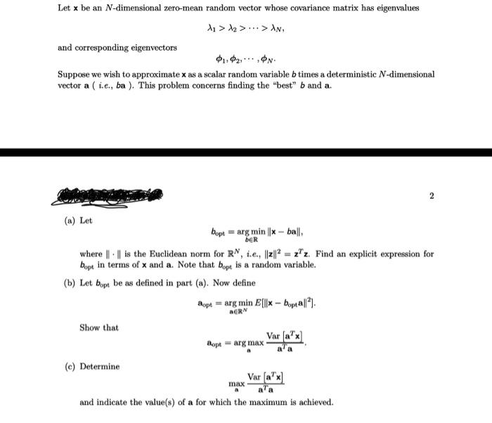 λ1>λ2>⋯>λN, and corresponding eigenvectors | Chegg.com