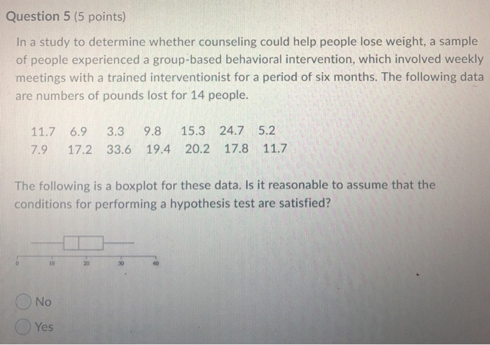 Solved Question 5 (5 points) In a study to determine whether | Chegg.com
