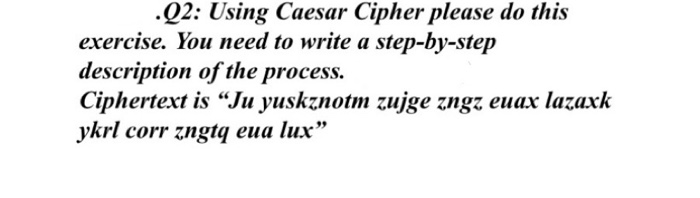 Solved .Q2: Using Caesar Cipher please do this exercise. You | Chegg.com
