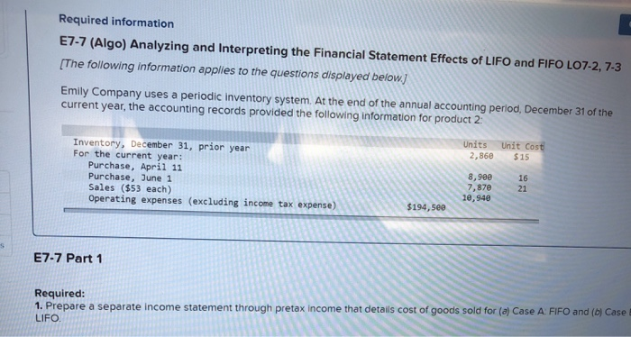 Solved Required information E7-7 (Algo) Analyzing and | Chegg.com