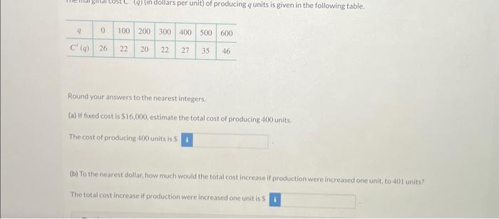 Solved Round your answers to the nearest integers. (a) If | Chegg.com