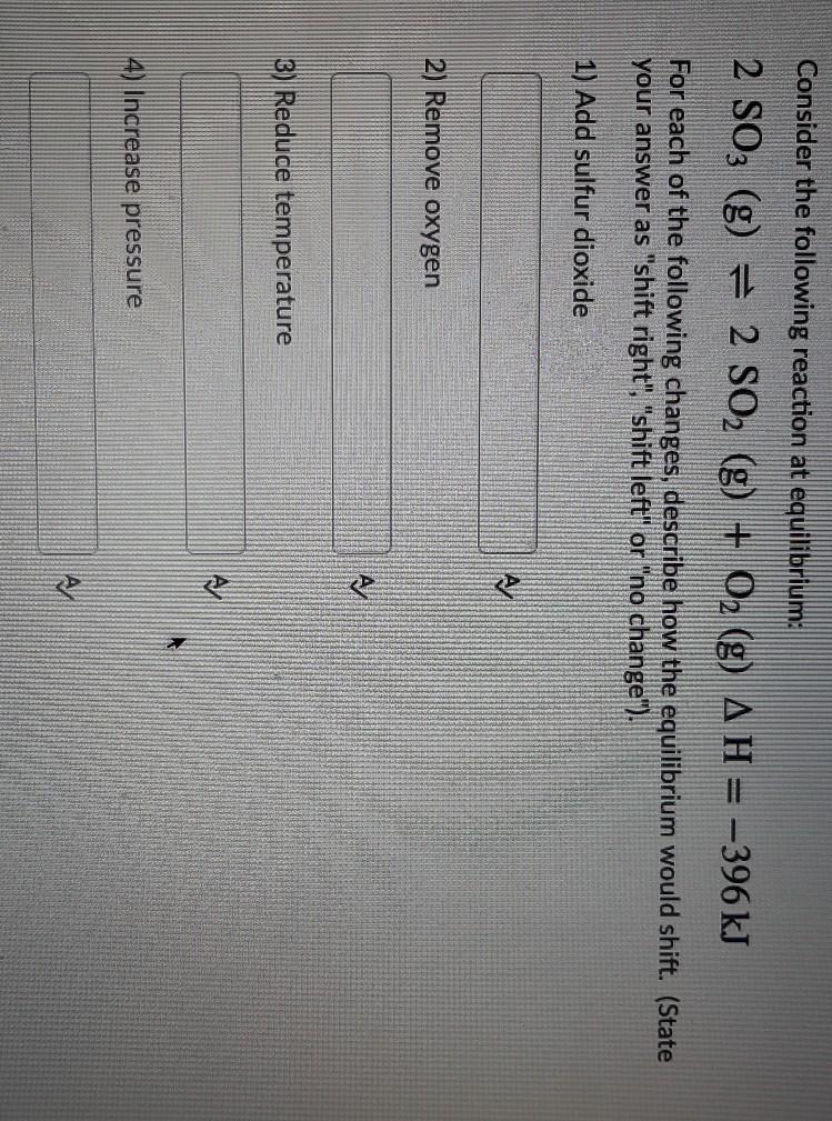 Solved Consider the following reaction at equilibrium: 2 SO3 | Chegg.com