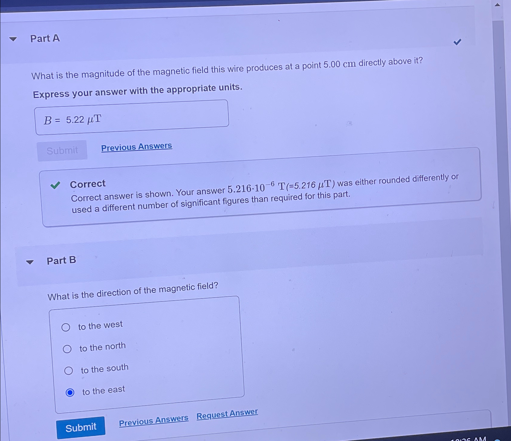 Solved Part AWhat is the magnitude of the magnetic field | Chegg.com