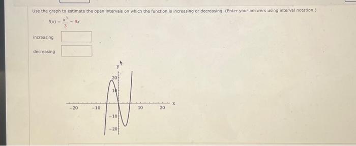 Solved f(x)=3x3−9x increasing decreasing | Chegg.com
