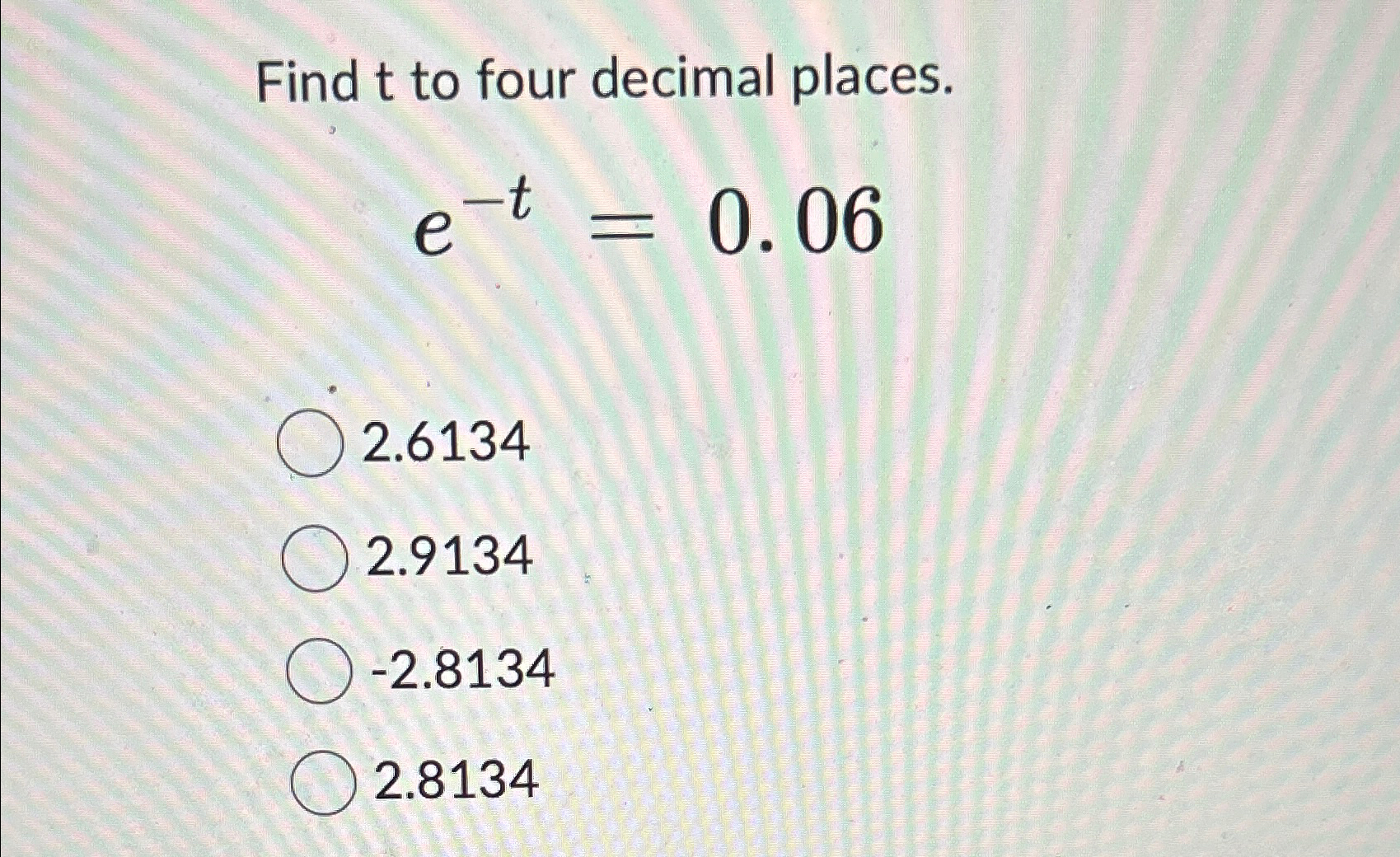 Solved Find t ﻿to four decimal | Chegg.com