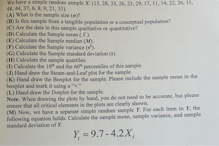 Solved We have a simple random sample | Chegg.com