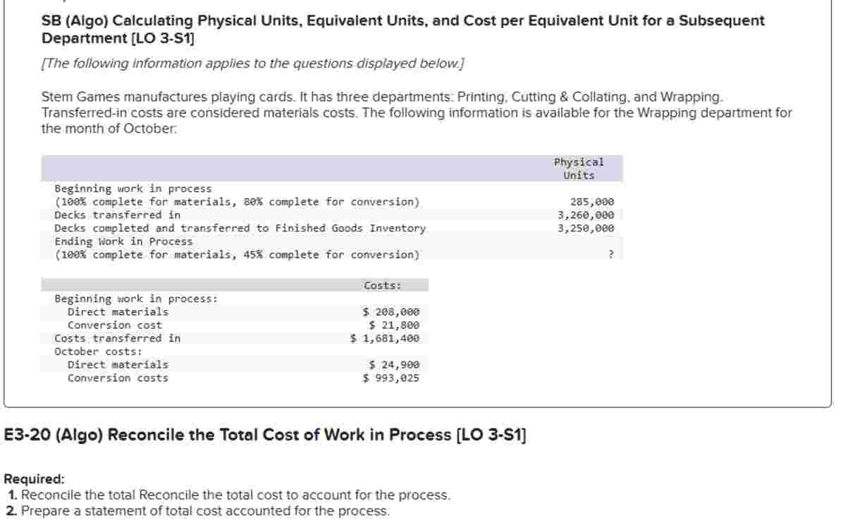 Solved SB (Algo) ﻿Calculating Physical Units, Equivalent | Chegg.com