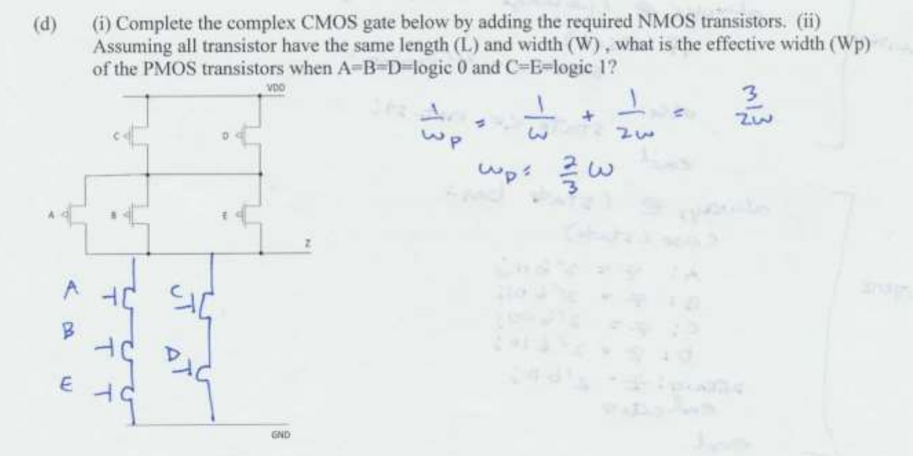 Solved (d) (i) ﻿Complete the complex CMOS gate below by | Chegg.com