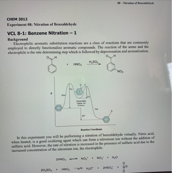 Solved: 08 - Nitration Of Benzaldehyde CHEM 3012 Experimen... | Chegg.com