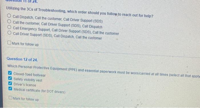 Solved 11 of 24. Utilizing the 3Cs of Troubleshooting, which | Chegg.com