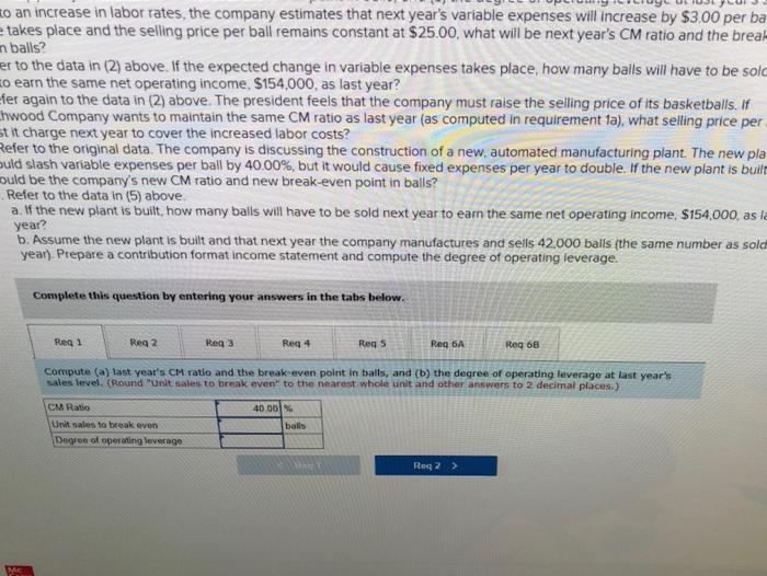 Solved Problem 5-20 (Algo) CVP Applications: Break-Even | Chegg.com