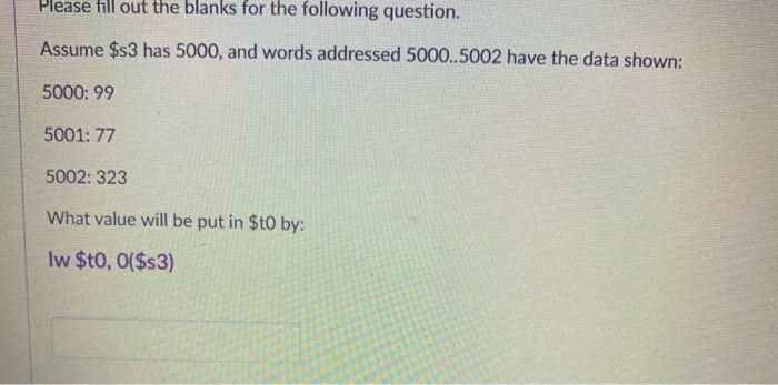 Solved Please fill out the blanks for the following | Chegg.com