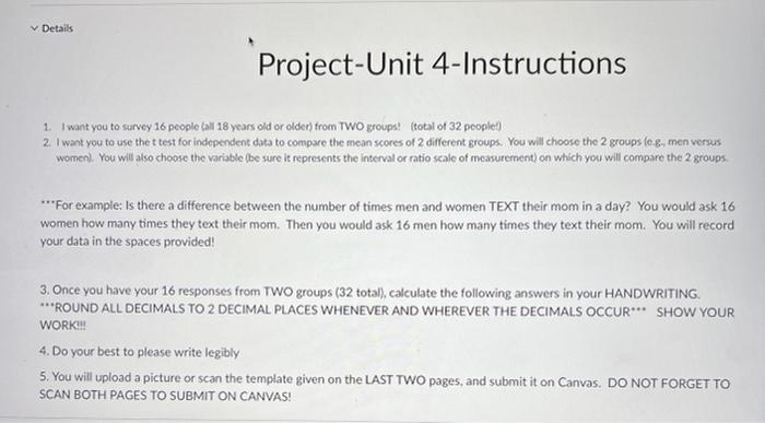 Solved Details Project-Unit 4-Instructions 1. I want you to | Chegg.com