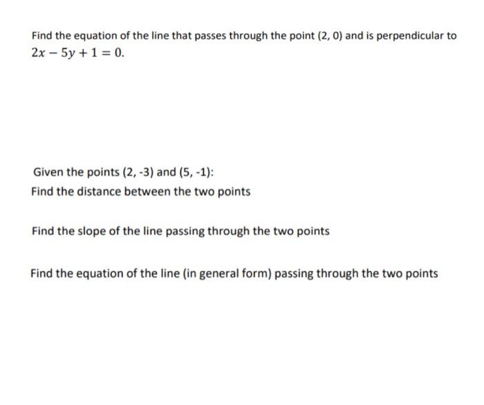 Solved Find the equation of the line that passes through the | Chegg.com