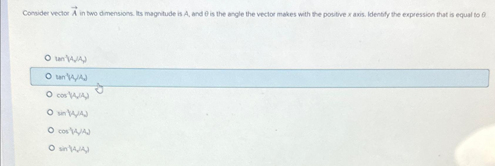 Solved Consider vector vec(A) ﻿in two dimensions. Its | Chegg.com