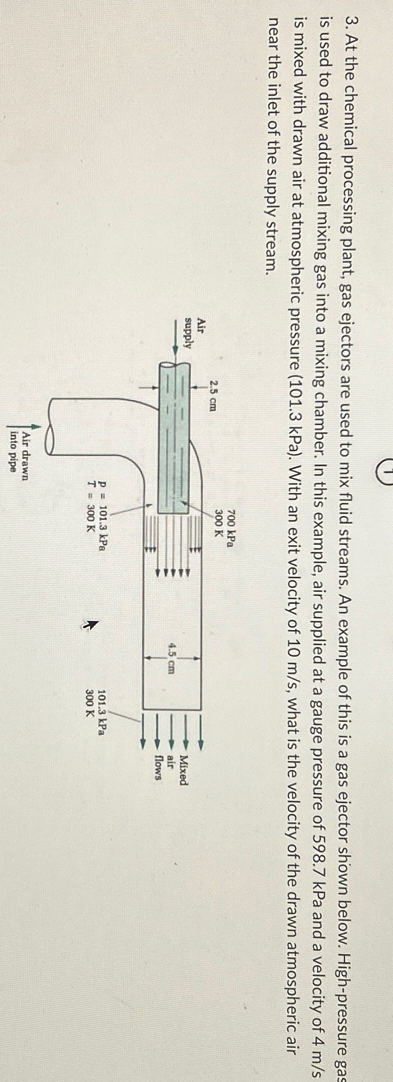 Solved At the chemical processing plant, gas ejectors are | Chegg.com