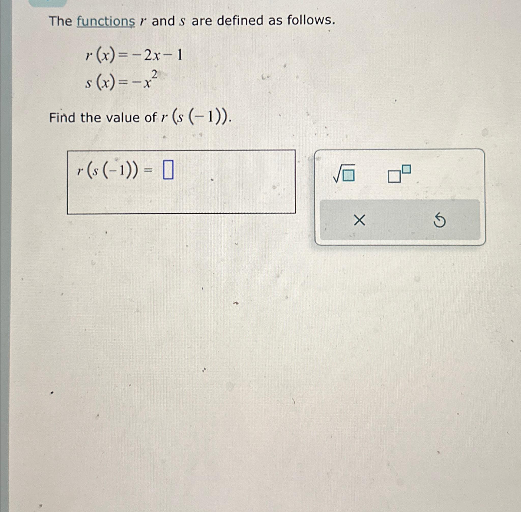 Solved The functions r ﻿and s ﻿are defined as | Chegg.com