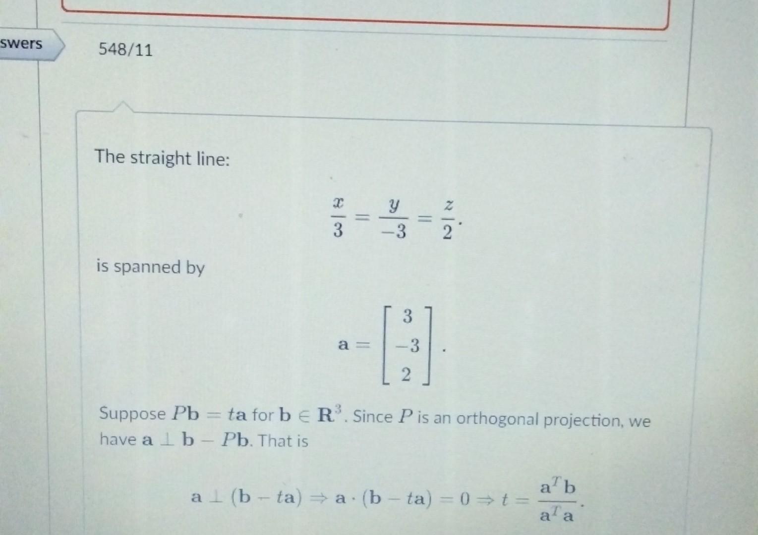 Solved Let P:R3→R3 be the (orthogonal) projection onto the | Chegg.com