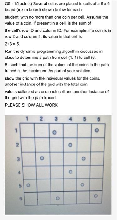 Solved Q5 - 15 points) Several coins are placed in cells of | Chegg.com