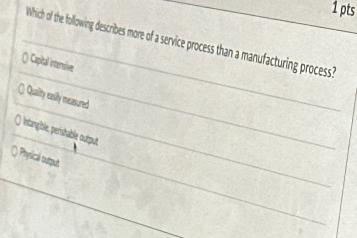 Solved Which of the bollowing describes more of a service | Chegg.com