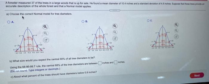 Solved Aforester measured 37 of the trees in a large woods | Chegg.com