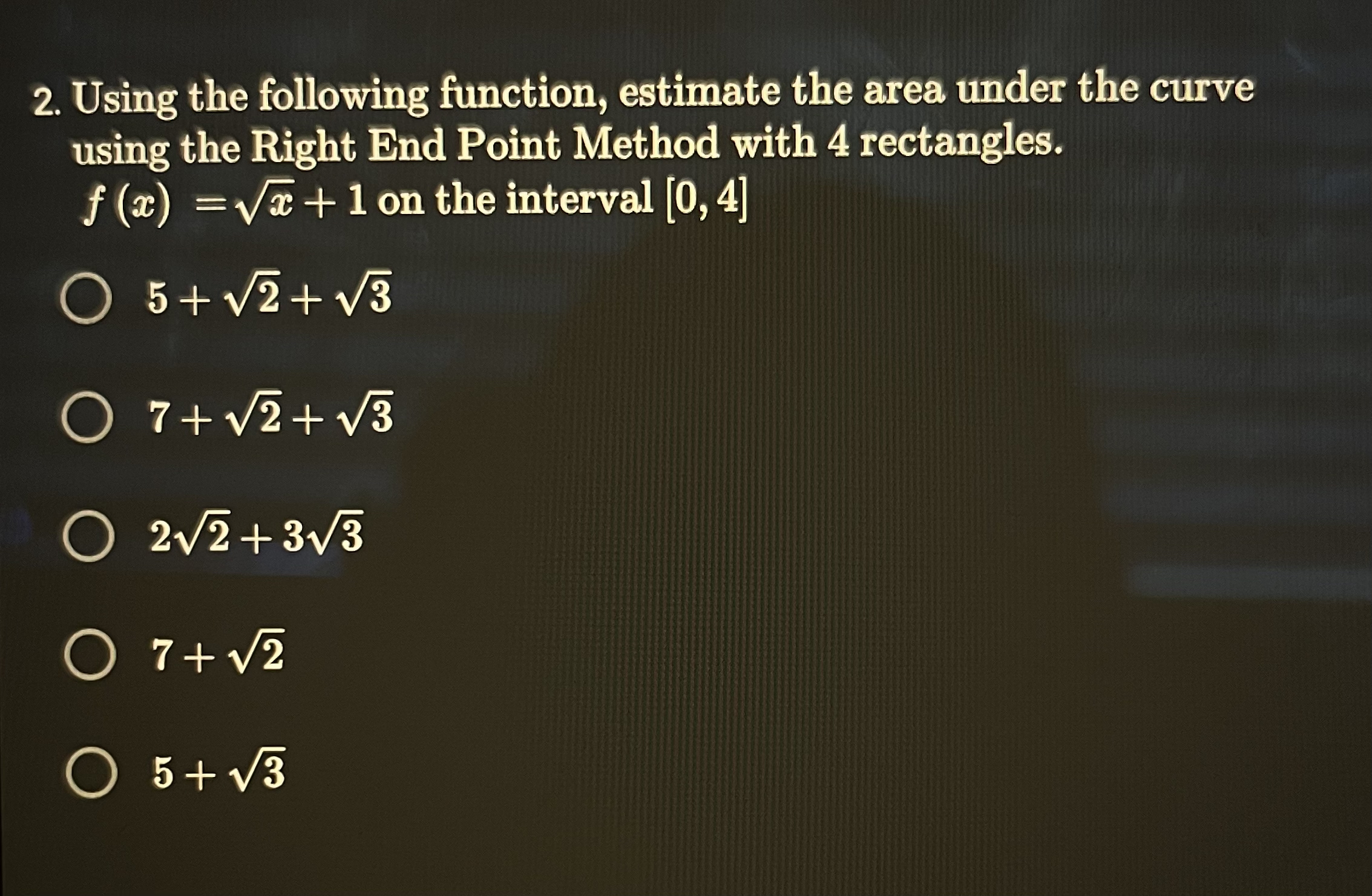 Solved Using the following function, estimate the area under | Chegg.com