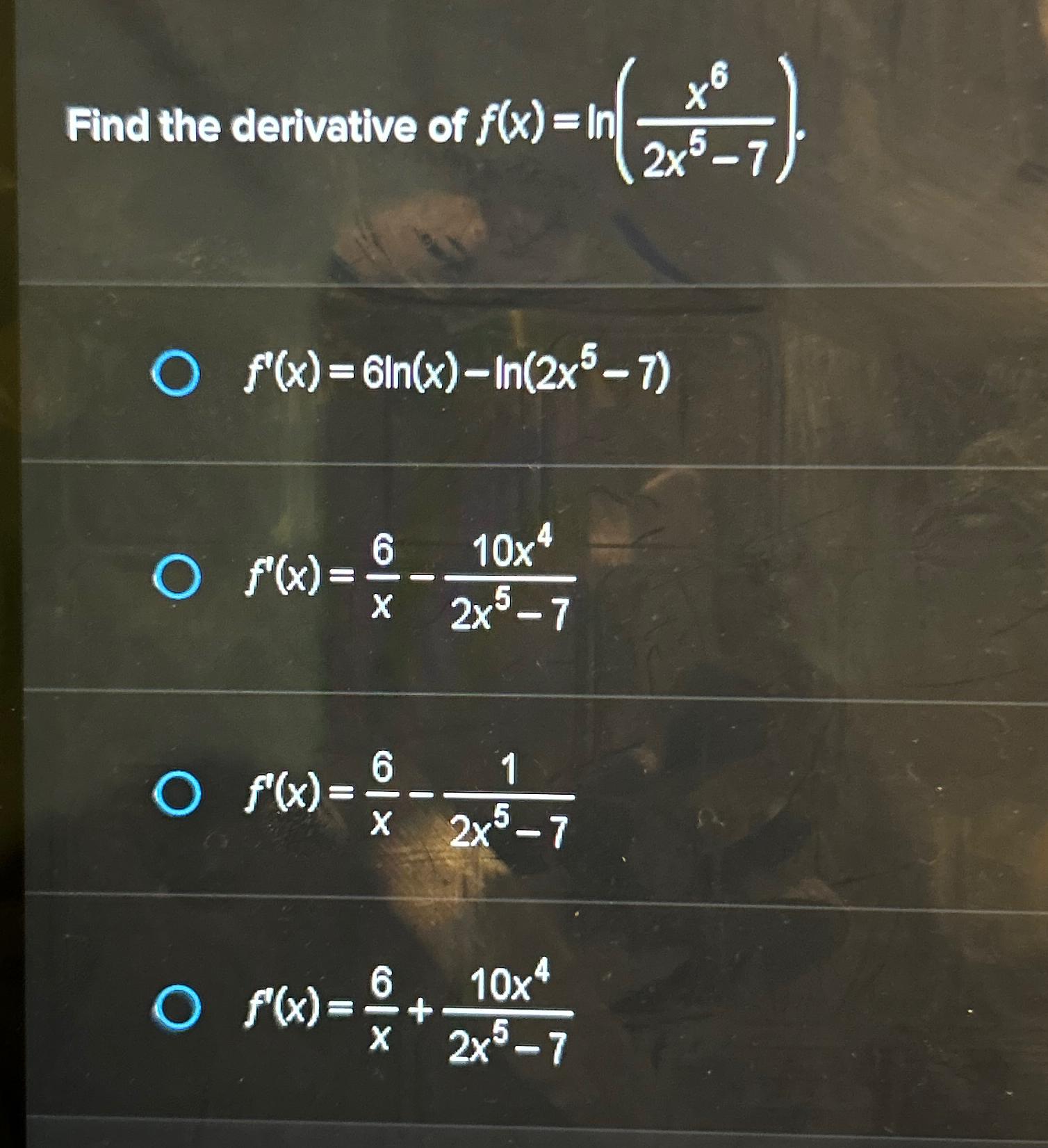 Solved Find the derivative of | Chegg.com