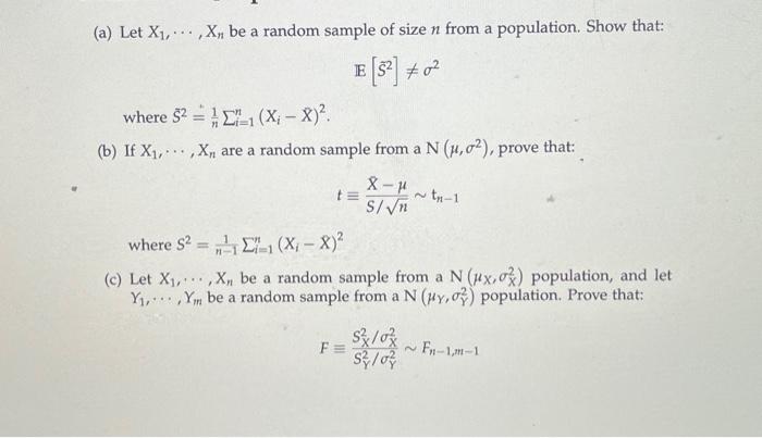 Solved (a) Let X1,⋯,Xn be a random sample of size n from a | Chegg.com