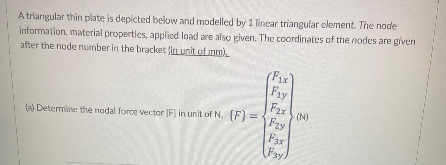 Solved A Triangular Thin Plate Is Depicted Below And