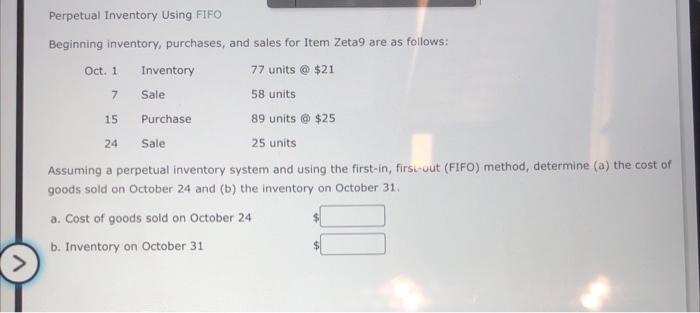 Solved Perpetual Inventory Using FIFO Beginning inventory, | Chegg.com