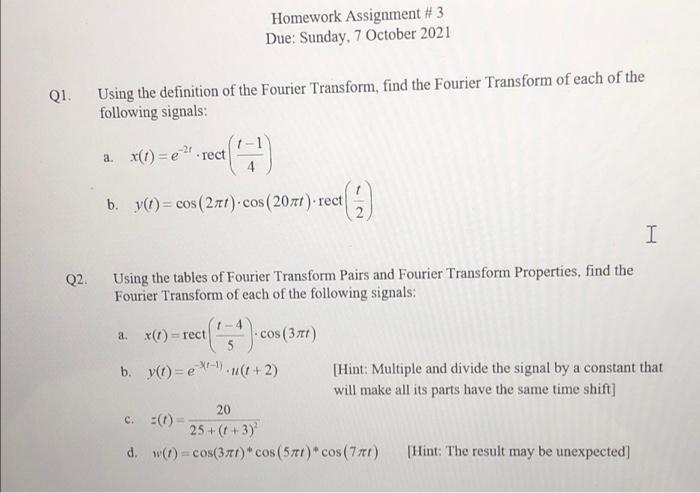Solved Homework Assignment 3 Due Sunday 7 October 2021