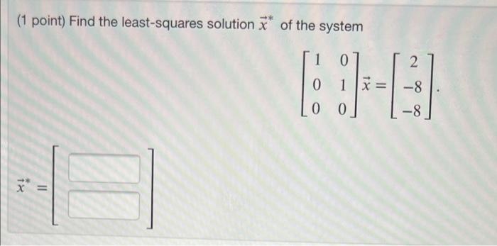 Solved (1 point) Find the least-squares solution x∗ of the | Chegg.com