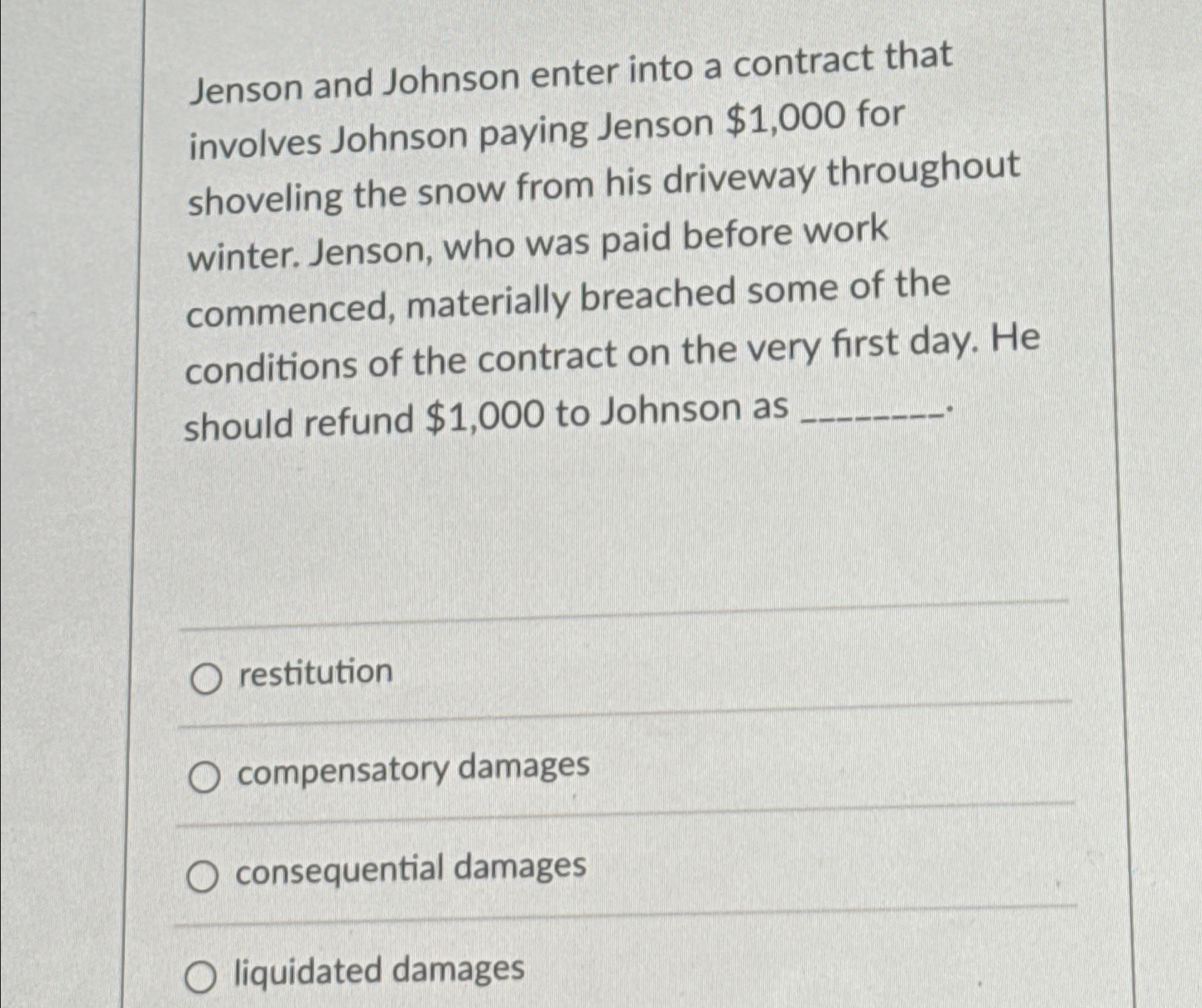 Solved Jenson and Johnson enter into a contract that | Chegg.com