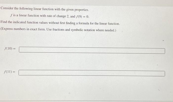 Solved Consider the following linear function with the given | Chegg.com