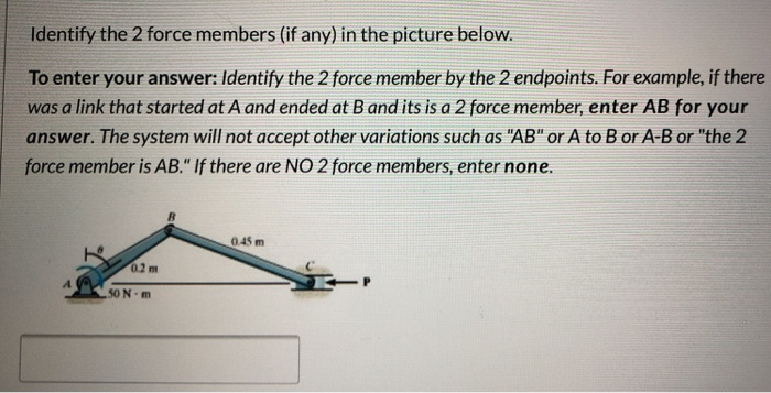 Solved Identify the 2 force members (if any) in the picture | Chegg.com