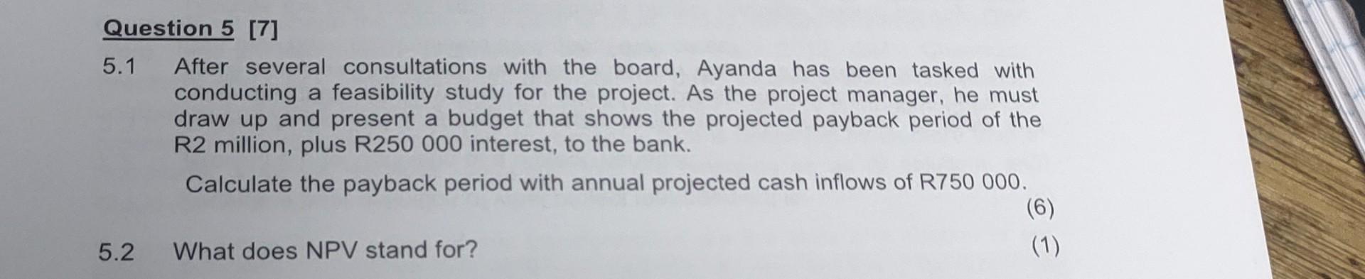 Solved Question 5 [7] 5.1 After several consultations with | Chegg.com