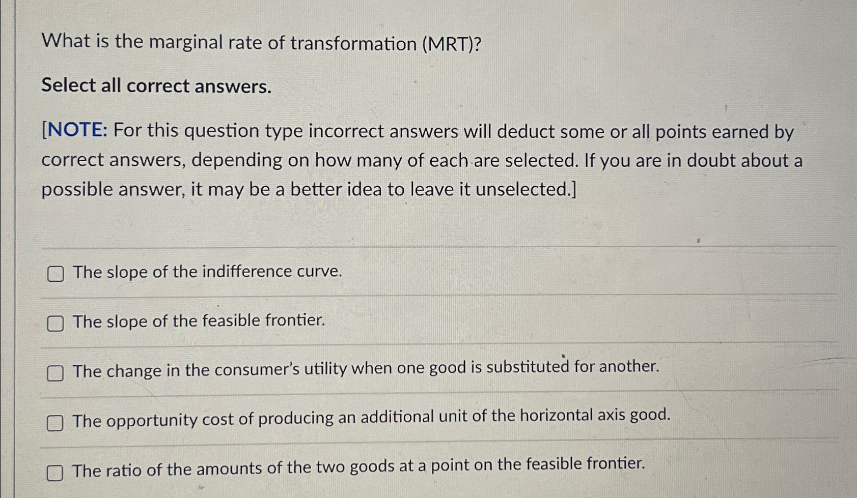 Solved What is the marginal rate of transformation | Chegg.com