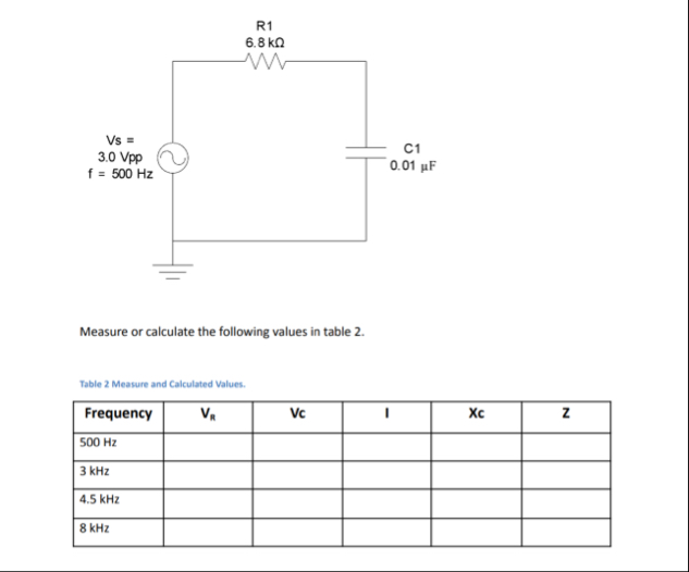 Solved Measure or calculate the following values in table | Chegg.com