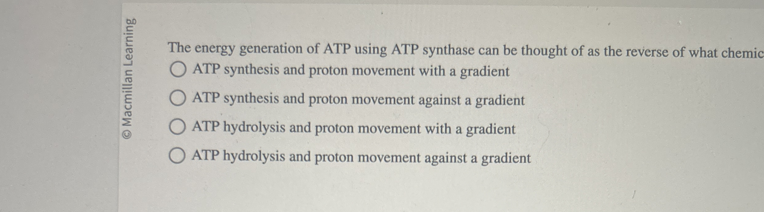 Solved The energy generation of ATP using ATP synthase can | Chegg.com