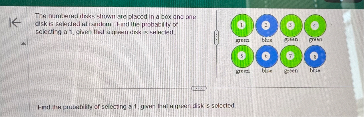 Solved The numbered disks shown are placed in a box and one | Chegg.com