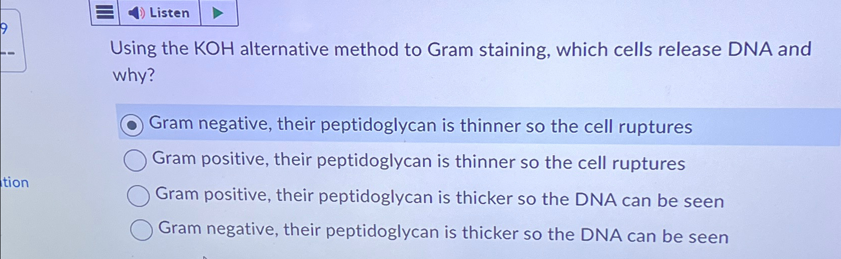 Solved ListenUsing the KOH alternative method to Gram | Chegg.com