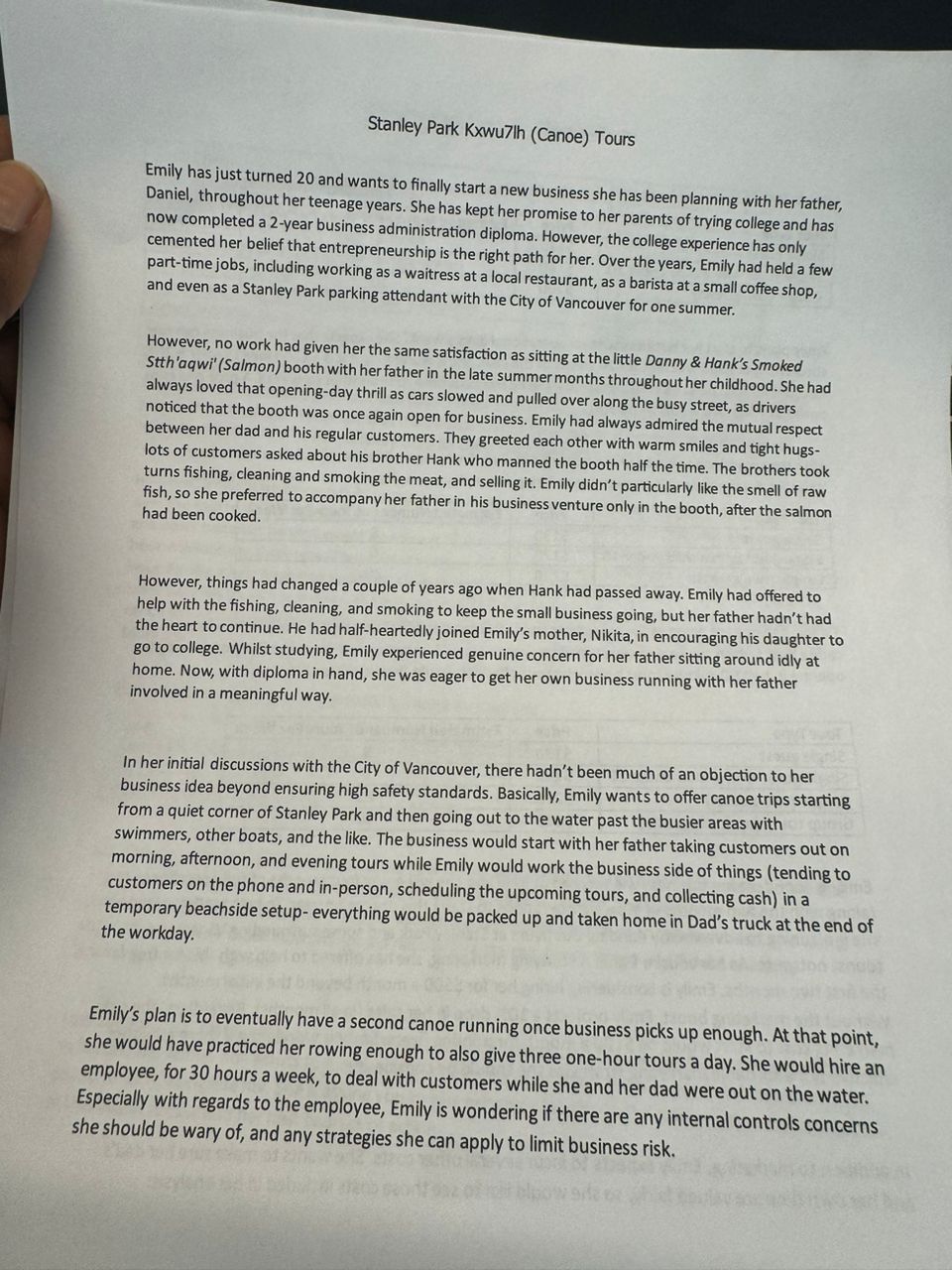 Solved Stanley Park Kxwu7lh (Canoe) ﻿ToursHere is Emily's | Chegg.com