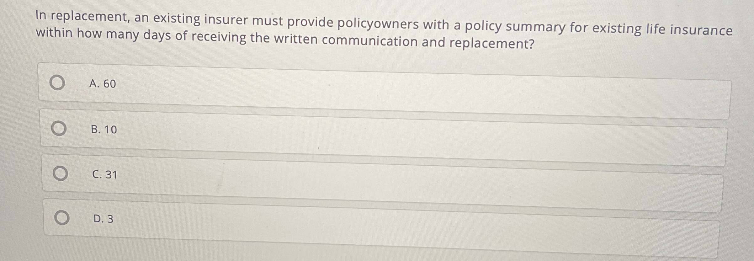 Solved In replacement, an existing insurer must provide | Chegg.com