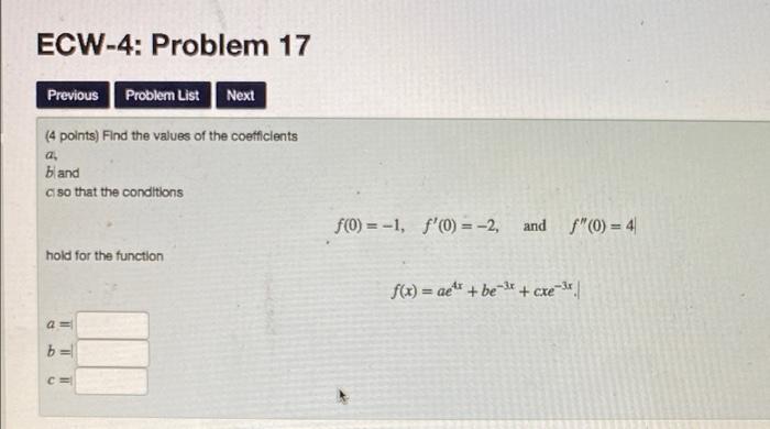 Solved ECW-4: Problem 17 Previous Problem List Next (4 | Chegg.com
