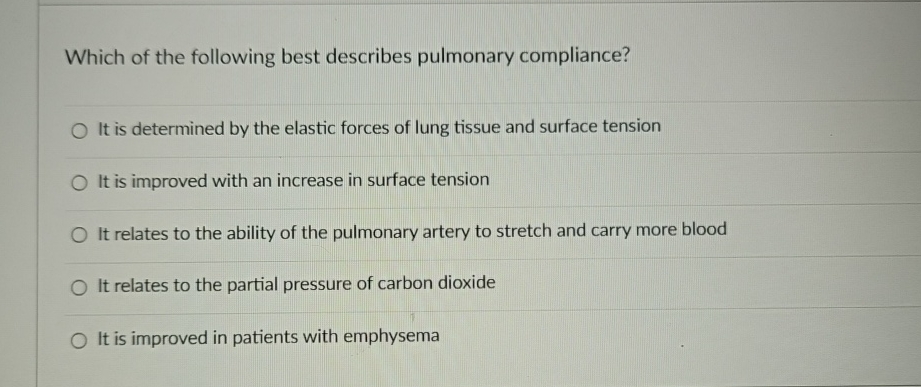 Solved Which of the following best describes pulmonary | Chegg.com