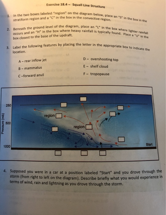Solved Exercise 18.4 - Squall Line Structure diagram below, | Chegg.com