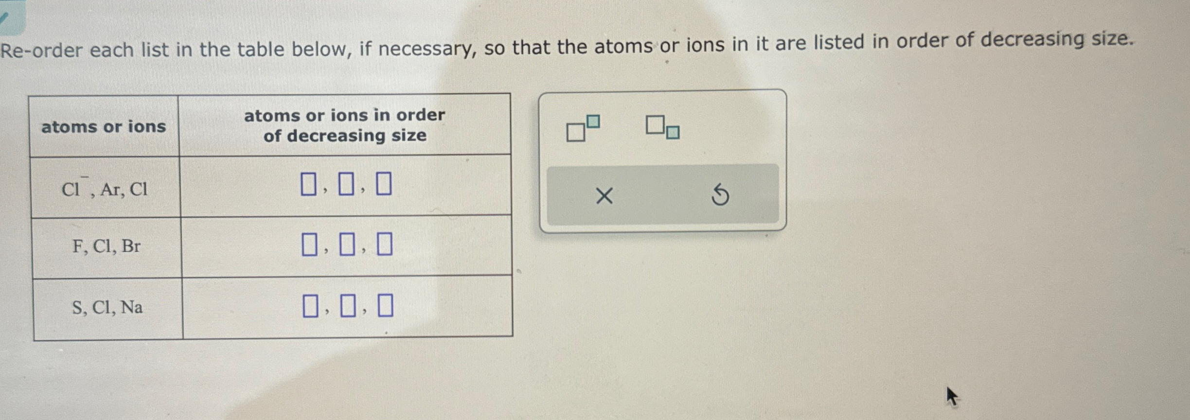 Solved Re-order each list in the table below, if necessary, | Chegg.com