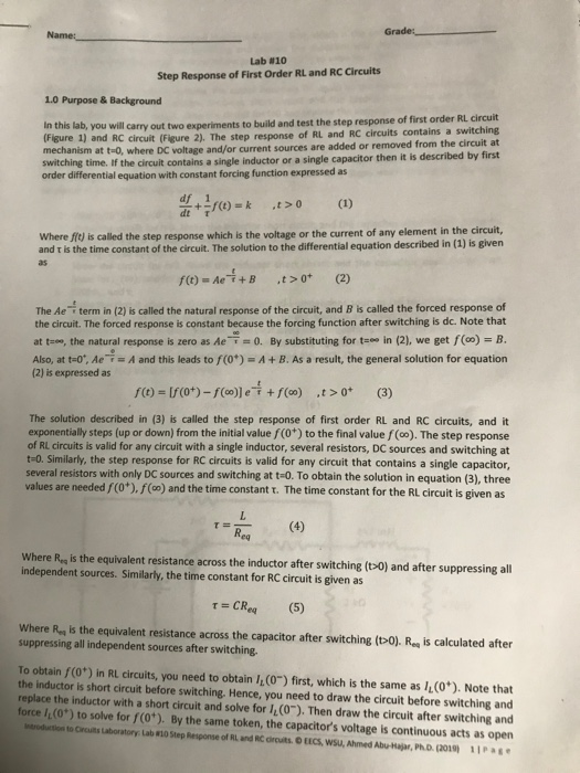Solved 2.0 Prelab Questions (30 points) 1 For the first | Chegg.com